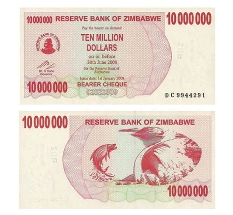 10000000 долларов 2008 Зимбабве, сувенирная копия, банкноты и купюры редкие коллекционные