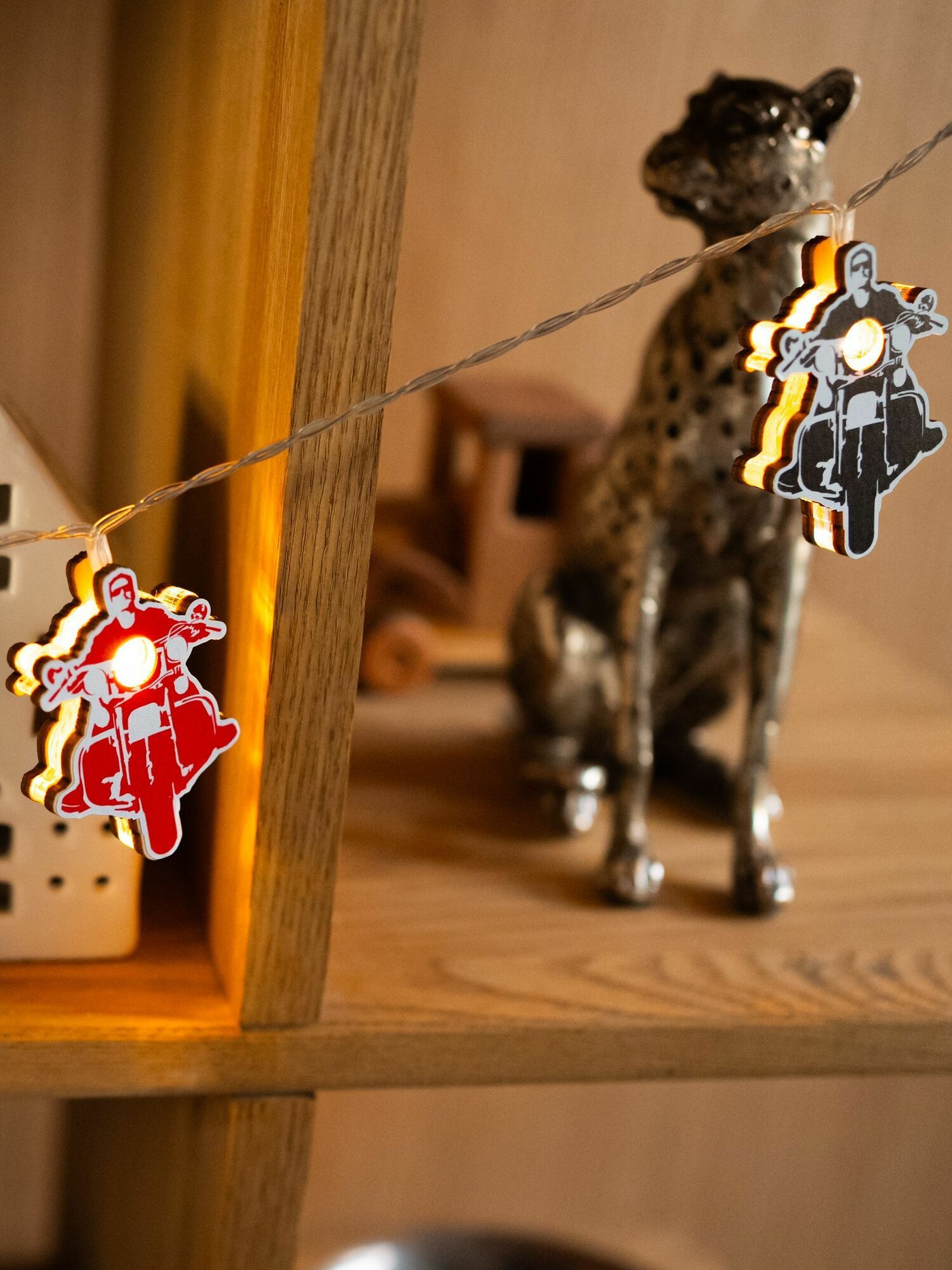 Гирлянда Байкеры, 1.5 м, 10 шт, красная/черная