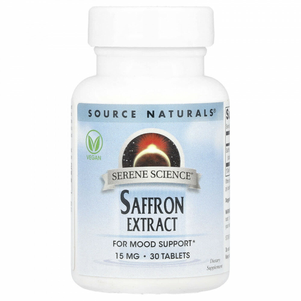 Source Naturals, Serene Science®, экстракт шафрана, 15 мг, 30 таблеток