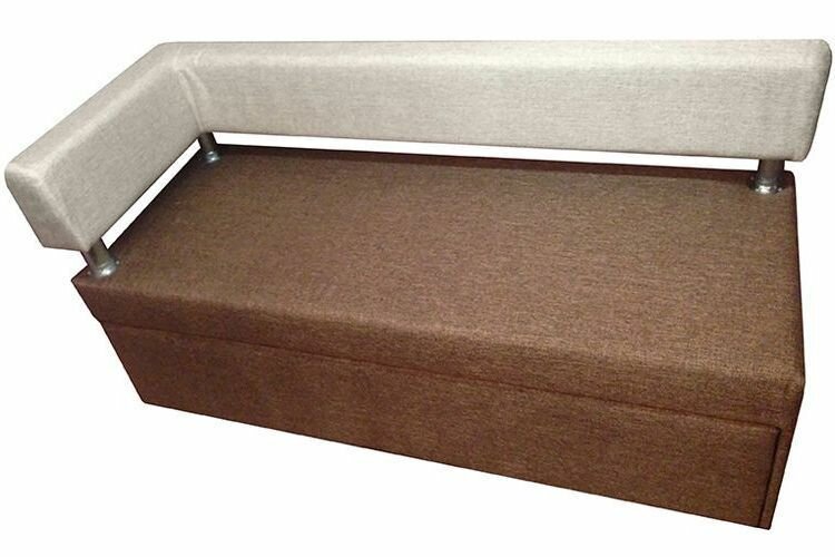 Диван-кровать Дельфин с подлокотником 190x62х80 коричневая и бежевая рогожка, левый