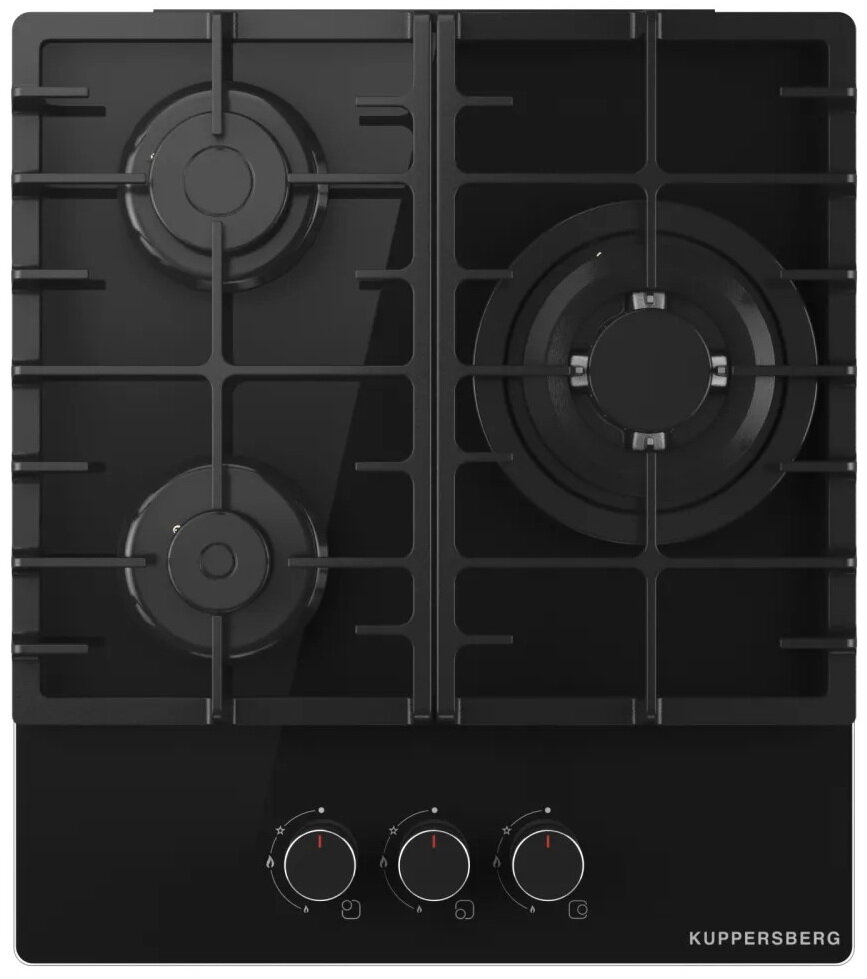 Газовая варочная панель Kuppersberg FG 46 B 45 см, 3 конфорки электроподжиг газконтроль, черный