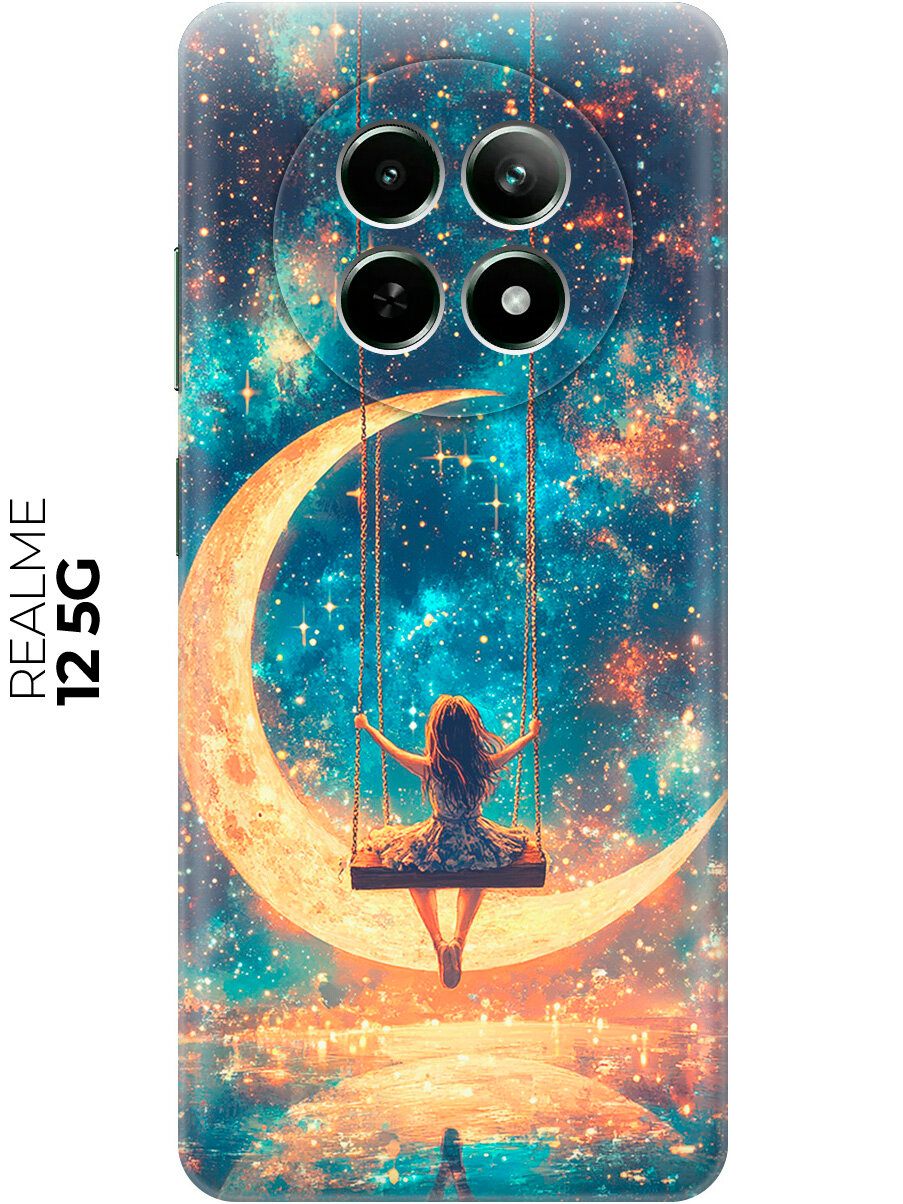 Силиконовый чехол на Realme 12 5g с принтом "Девочка на месяце"