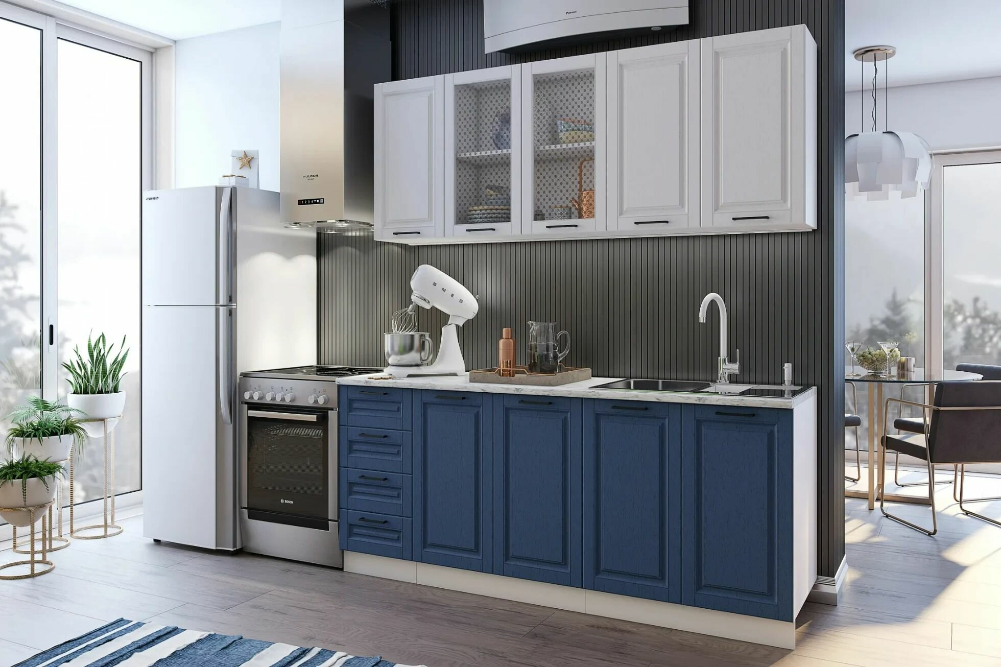 Кухонный гарнитур Вита 2.0 Белый/Шато индиго