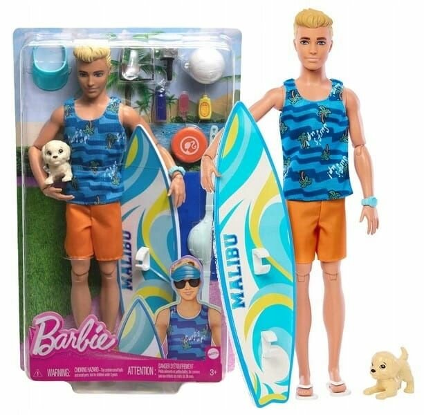 Кукла Barbie KEN Surfer Кен с доской для серфинга HPT50