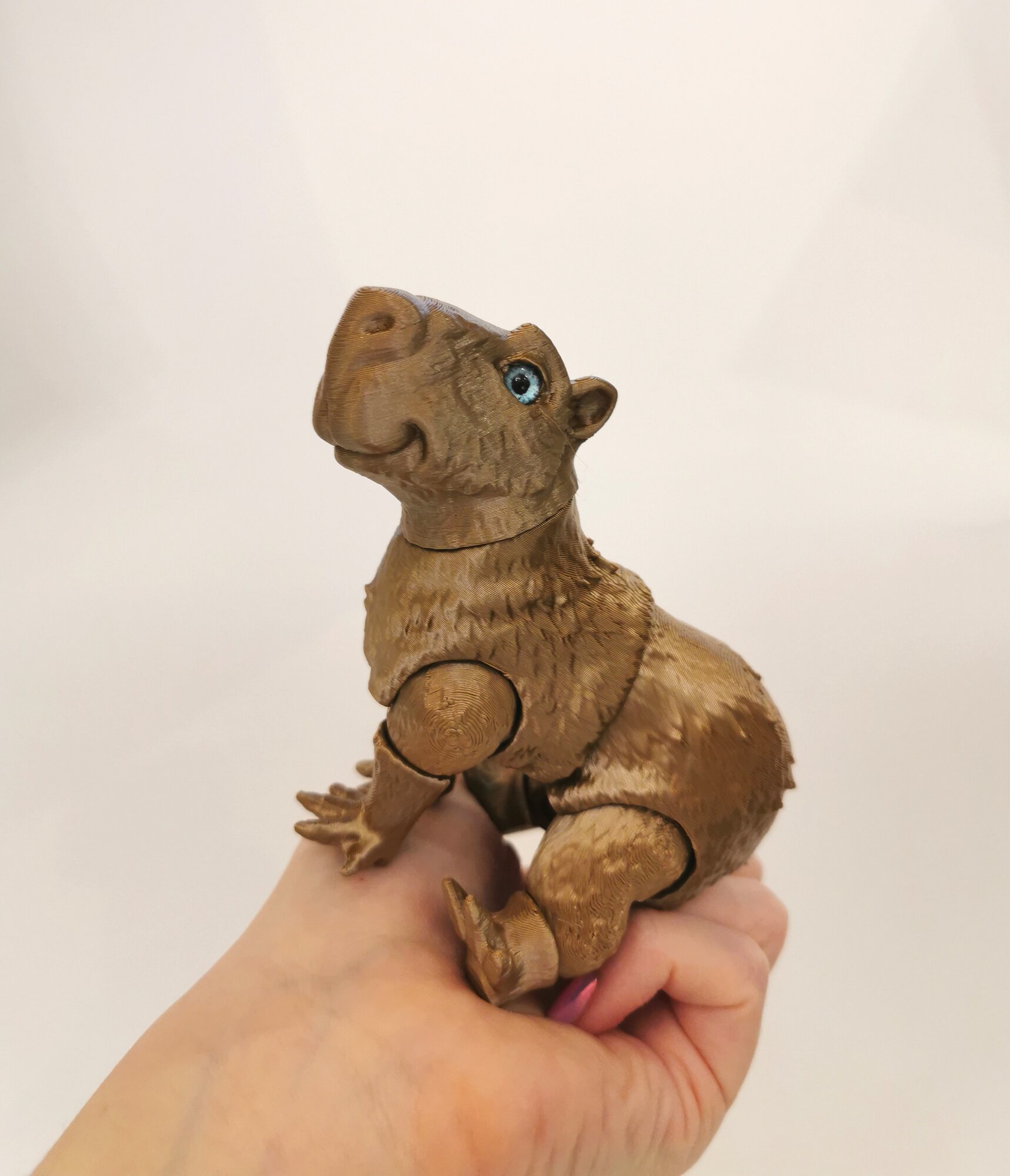 Капибара игрушка антистресс, подвижная, 3D пластик, цвет светло коричневый