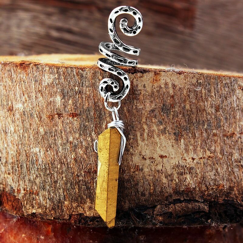 Кольцо для волос и дредлоков Кристалл, цвет золотистый, 7,0 мм, 1 шт