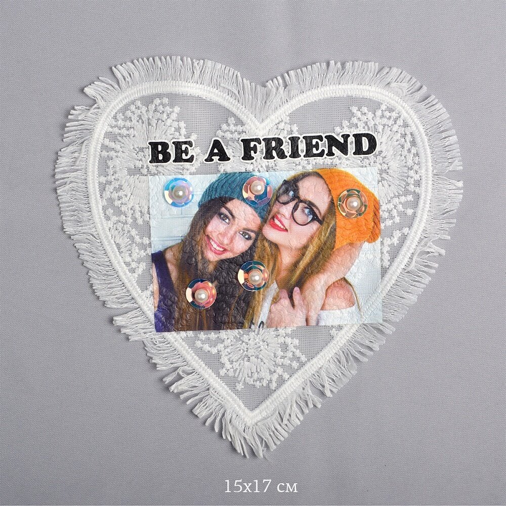 Аппликация пришивная TBY с бусинами, "Be A Friend", 15х17 см, 2 шт (TBY.2170)