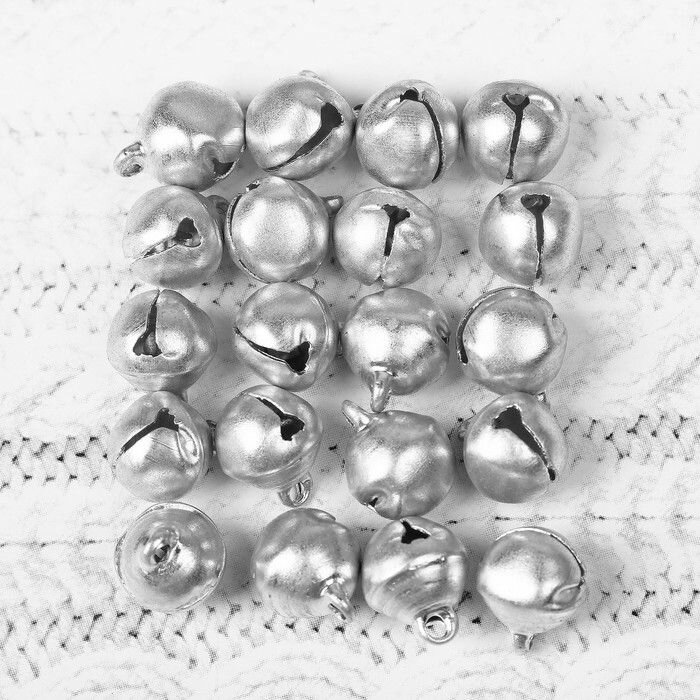 Набор бубенчиков КНР 20 шт, 1 см, цвет серебристый