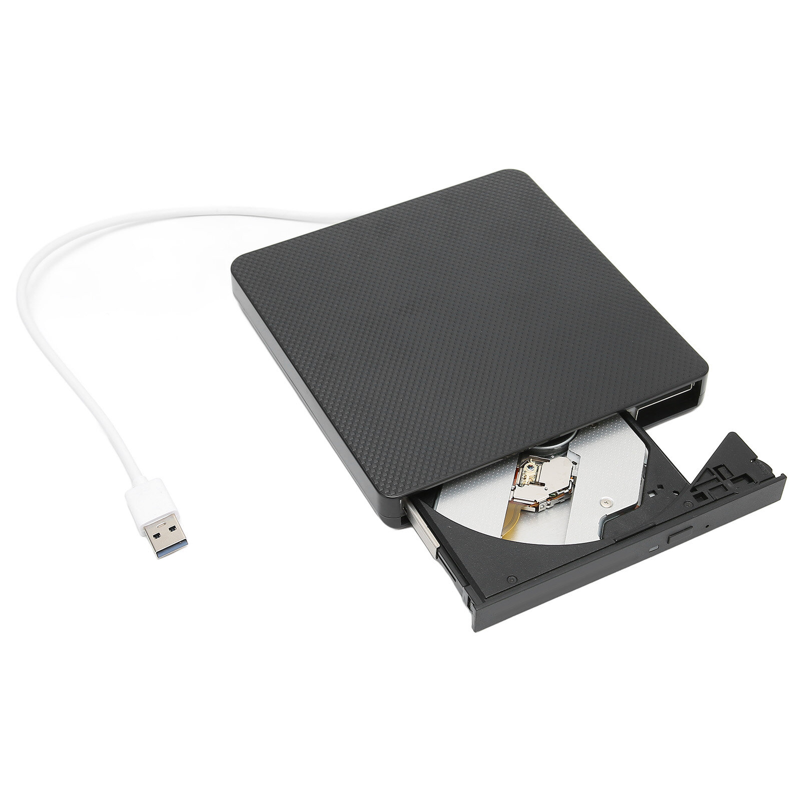 Внешнее устройство записи DVD USB3.0 Портативный DVD-плеер с ABS корпусом для ноутбука, Совместимый с портами ниже USB2.0 USB1.1 Черный