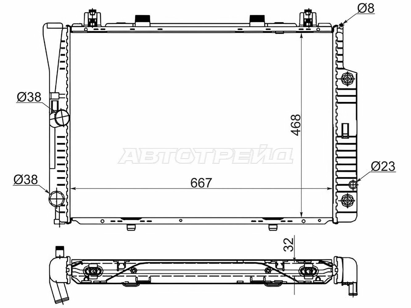 Радиатор охлаждения двигателя для Мерседес 300, S 280, 320 арт SGMB00061 SAT