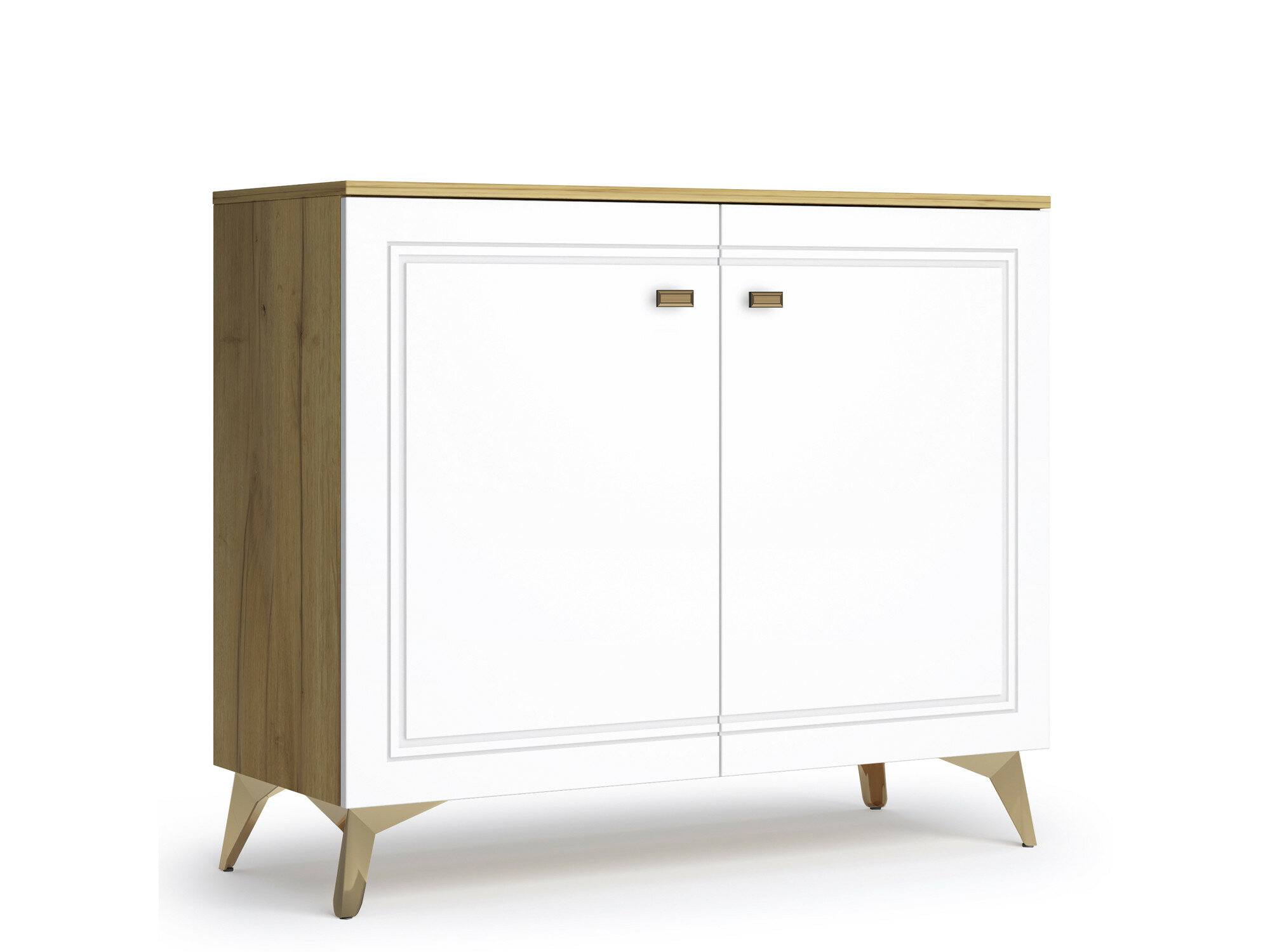 Комод с 2-мя дверями (на ножках), в стиле модерн, белый глянец