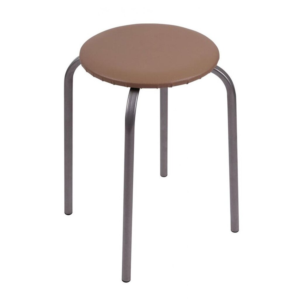 Табурет круглый мягкий "Эконом", бежевый, 32х32х46 см, прочные ножки