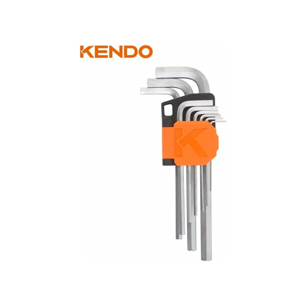 Набор шестигранных ключей 9 шт KENDO CrV, 1,5-10 мм, с удлиненной ручкой 20733, пластиковая