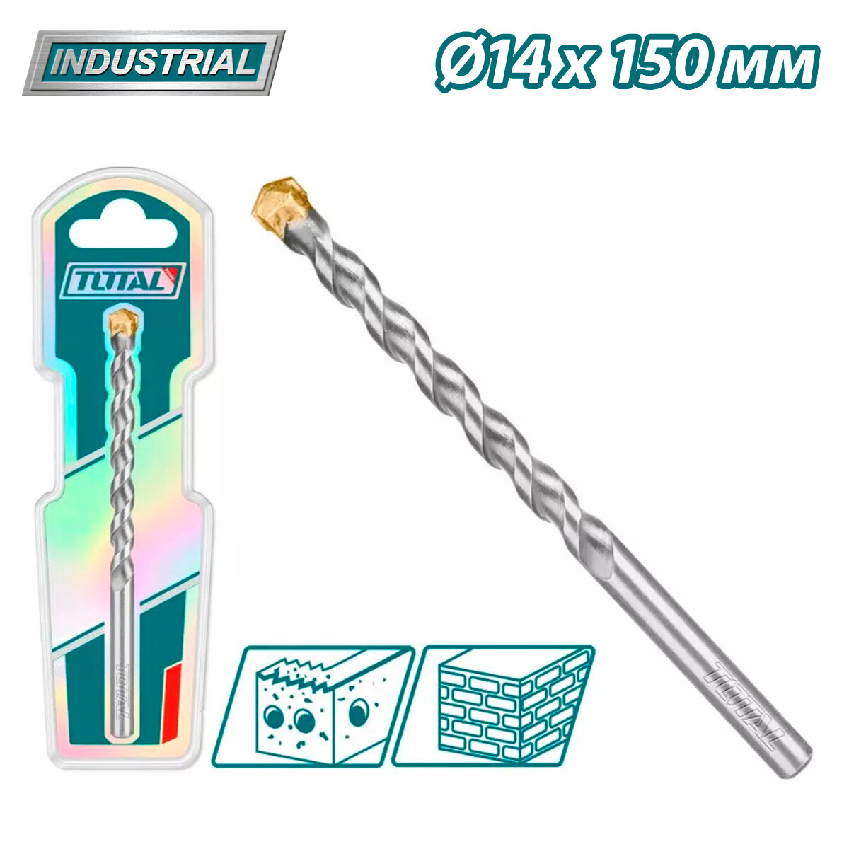 Сверло по бетону 14х150мм, твердосплавная напайка TOTAL TAC261415 (1шт.)