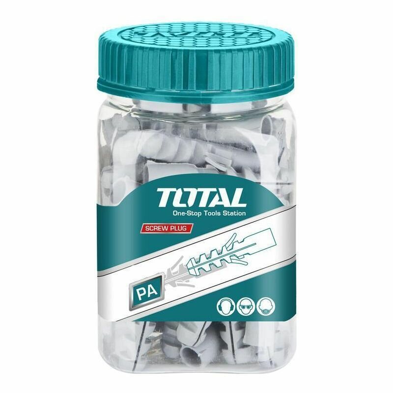 Дюбель TOTAL WJSP0603011, распорный, пластик, 6х30мм, 200шт, светло-серый