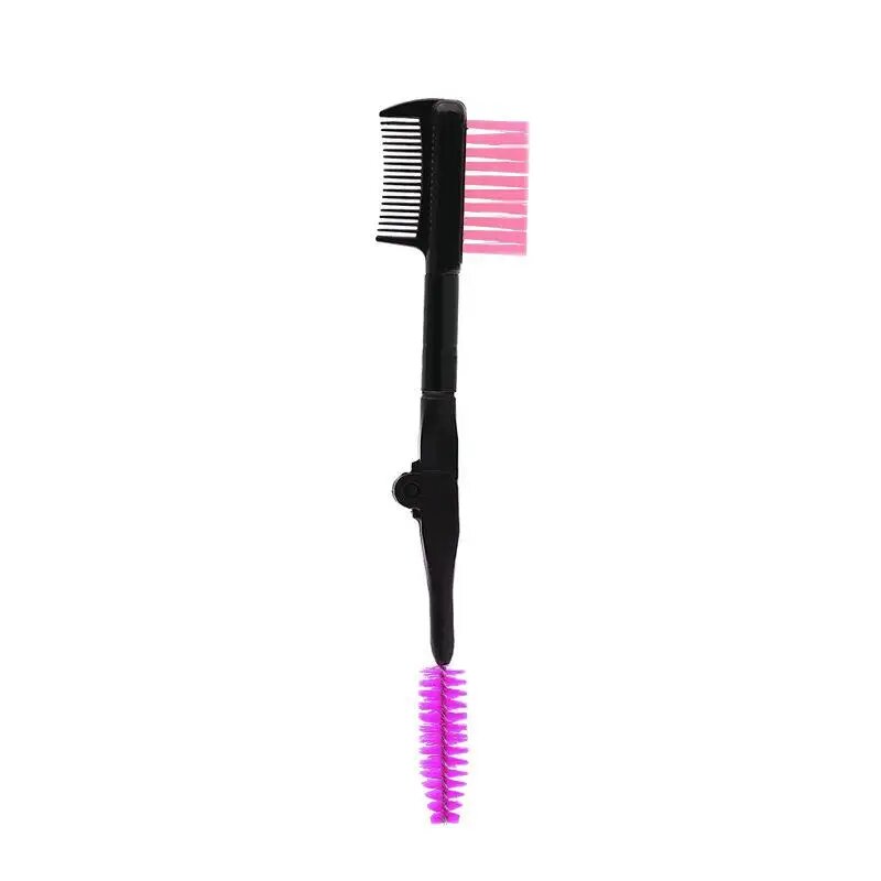 Складная расческа для бровей с розовой ручкой