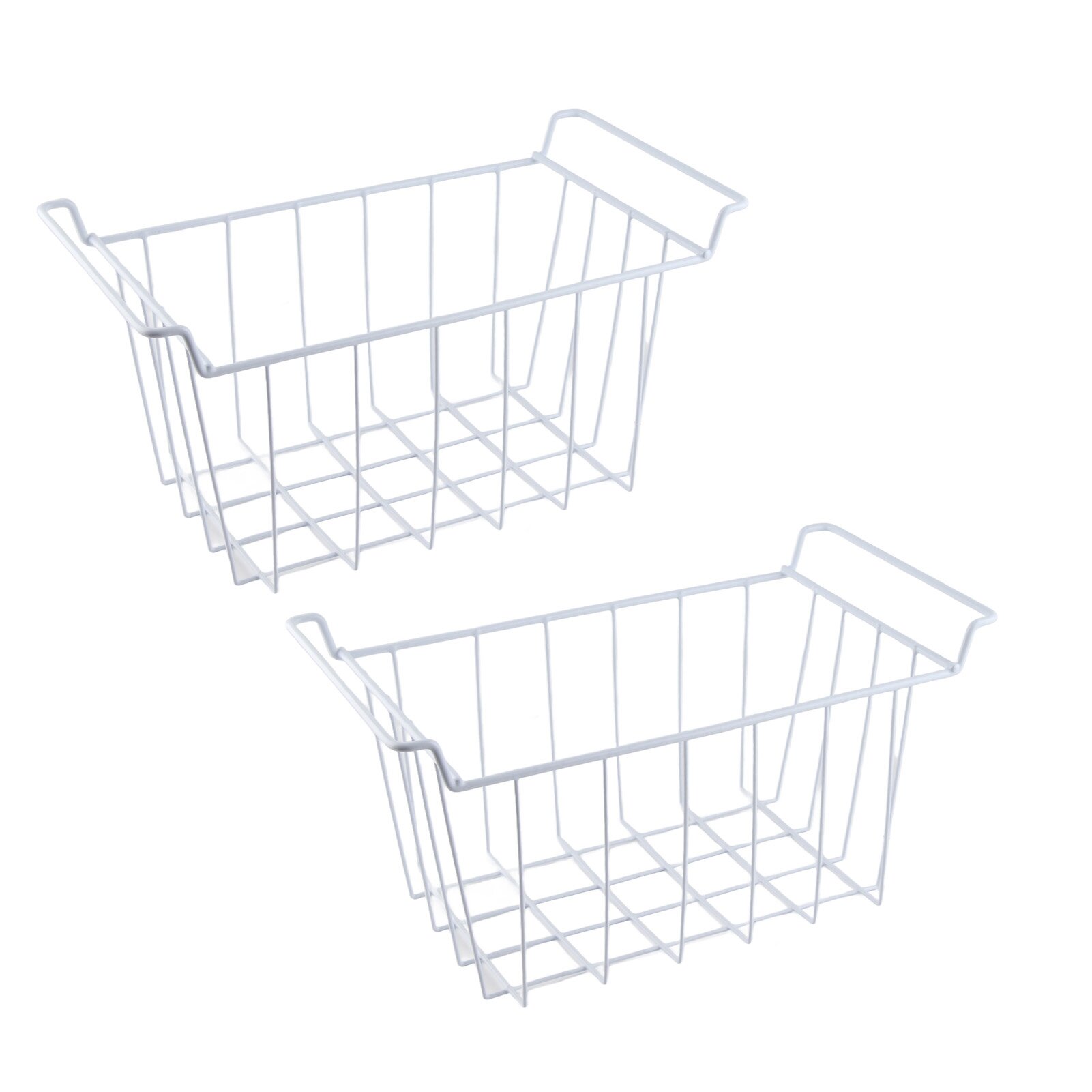 2pcs Корзины для холодильника и морозильника Крупные бытовые металлические стальные корзины для хранения с ручками для кладовки Размеры 49.5x24.5x20cm / 19.5x9.6x7.9in Материал стальная проволока с ПЭ покрытием