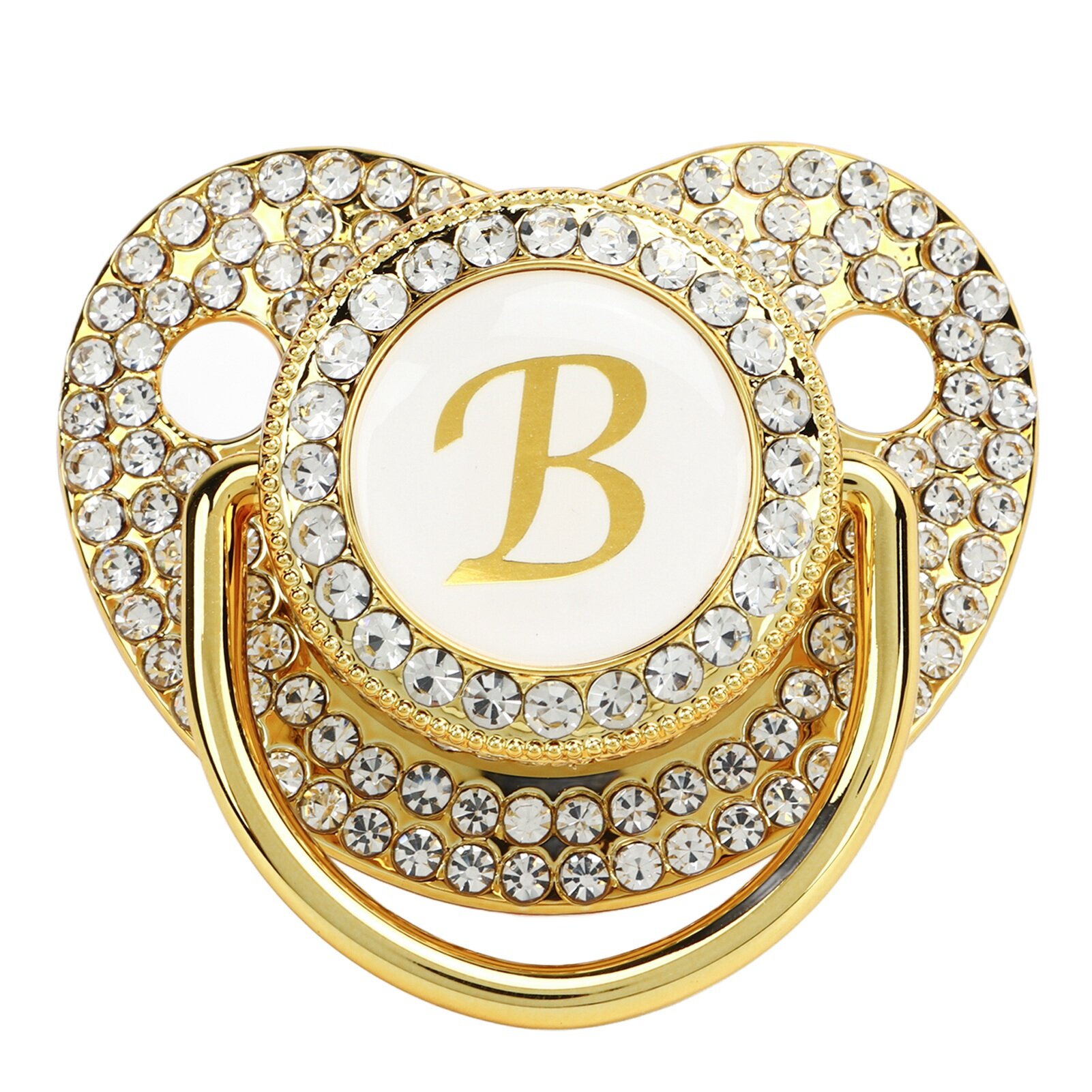 Детская блестящая соска, Золотая соска, зажим для соски, изогнутая соска с буквой и пылезащитным чехлом для новорожденных, буква B