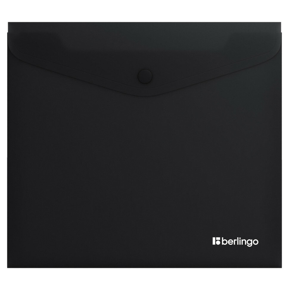 Папка-конверт на кнопке Berlingo "Soft Touch", А5+, 200мкм, софт-тач, черная, 12 штук, 369434