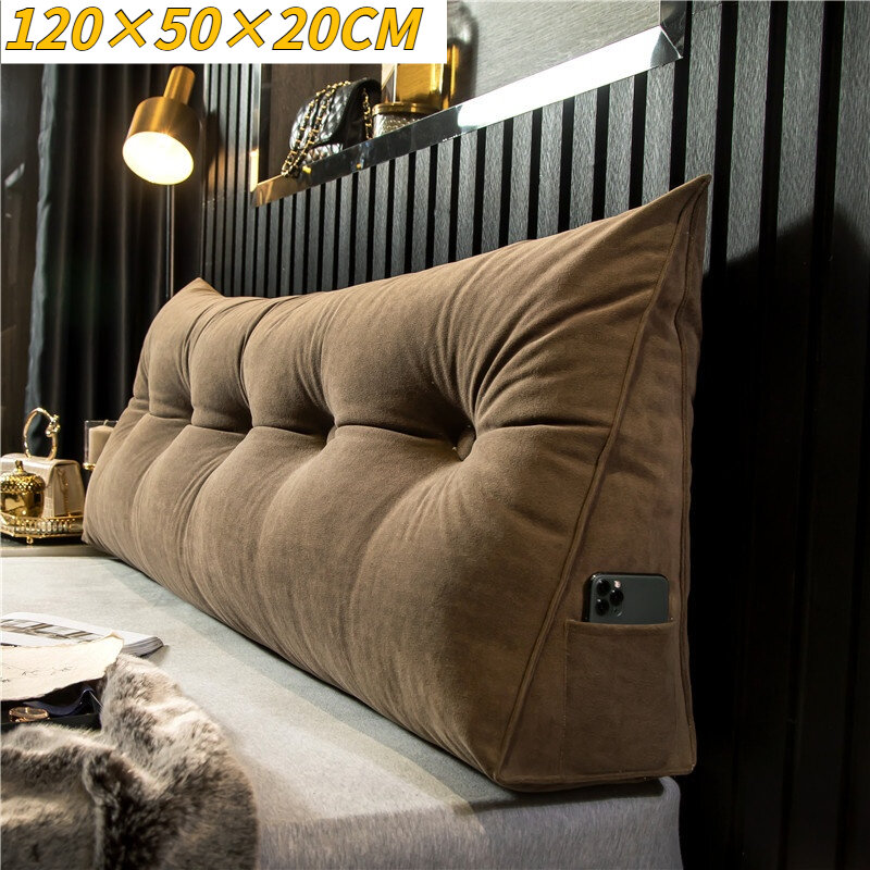 Треугольная подушка в современном стиле, для кровати, съемный чехол,120x50x20 см，шампанское-верблюдовое цвет