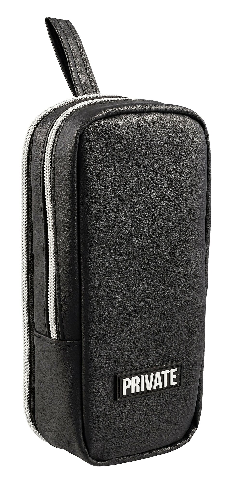 Пенал-косметичка 2 отделения, "Private" черный, 21*9*8 см
