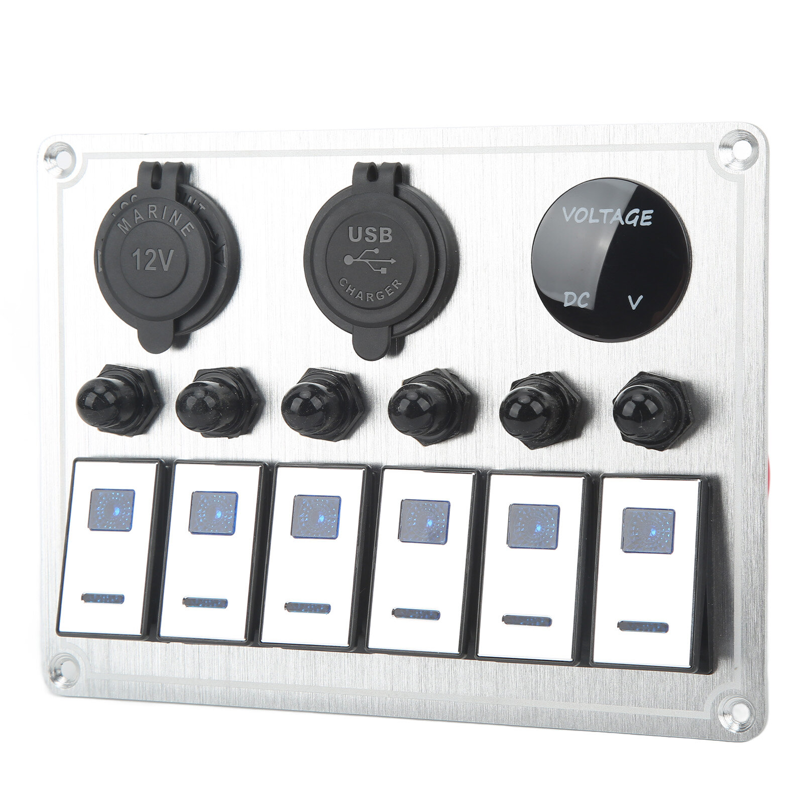 Панель переключателей с 6 кнопками на/off для автомобиля, RV, UTV, водоотталкивающая с синими LED индикаторами