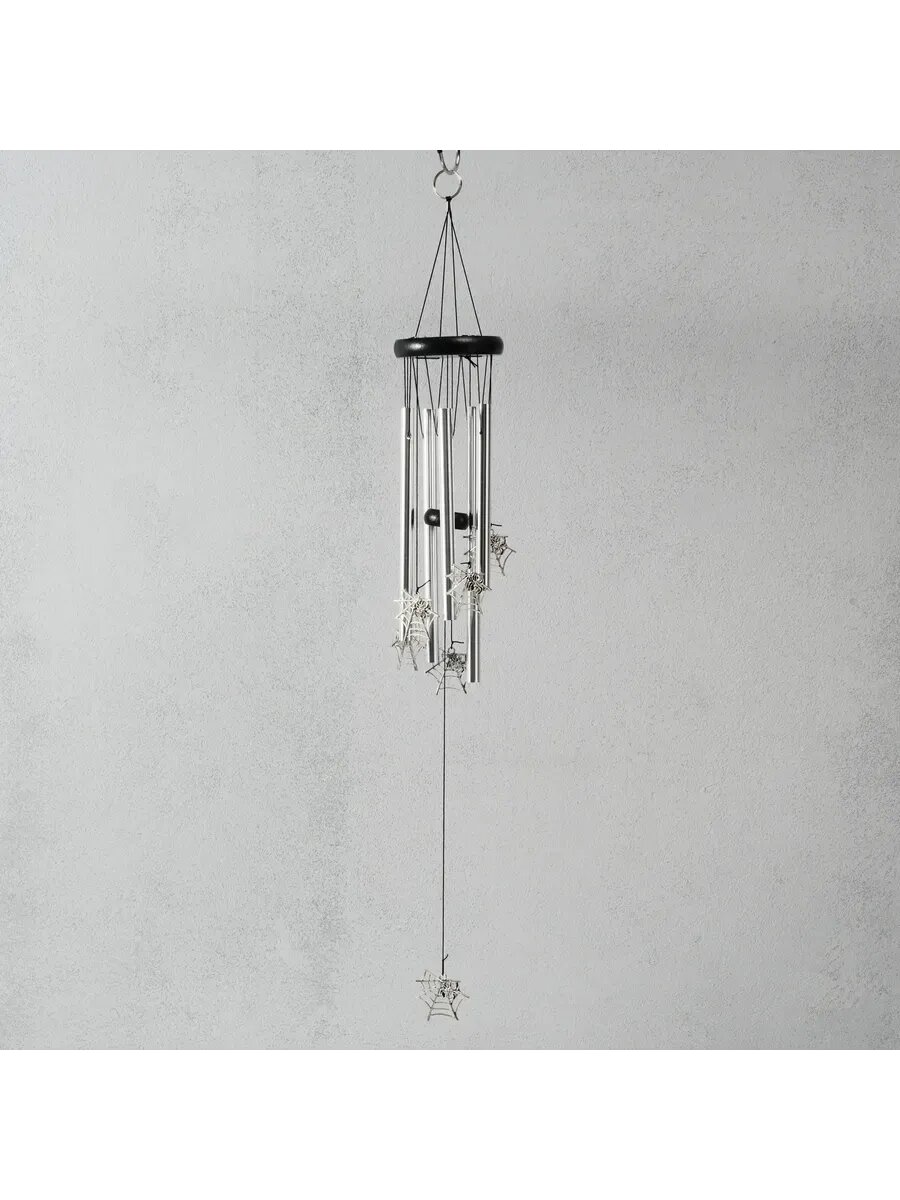 Музыка ветра металл Паук на паутине 5 трубок 60 см