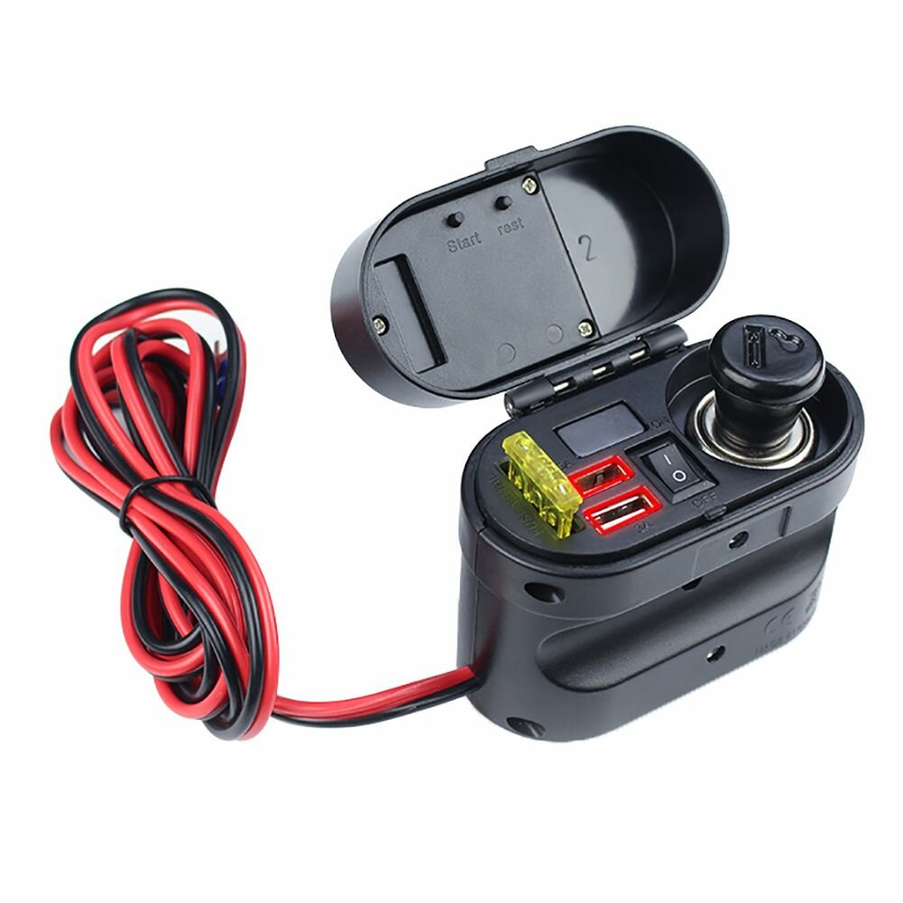 Прикуриватель с USB, вольтметром и часами 12/24В
