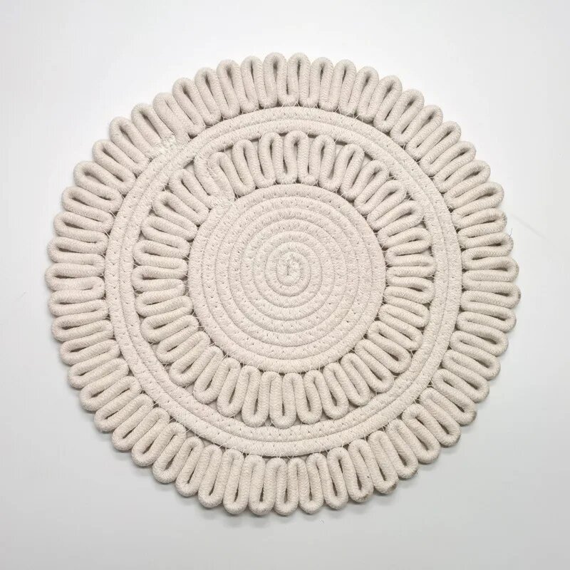 Коврик для стола ручной работы из хлопка 30см Белый, D