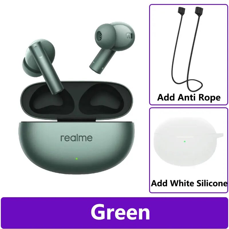 Realme Buds Air 6, Green, White Case