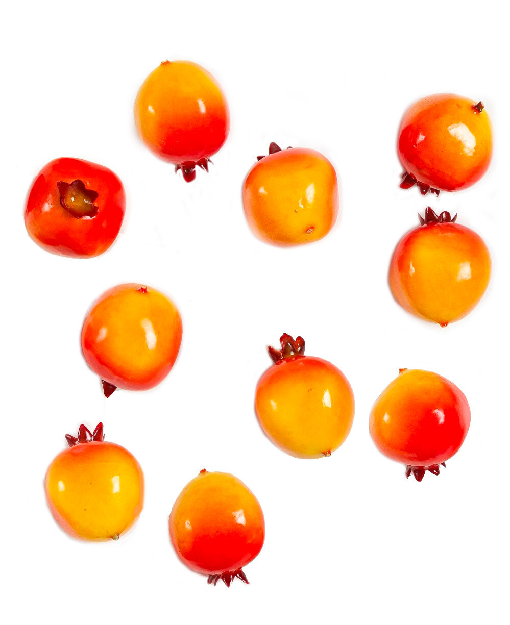 Муляж граната, декоративный, пенопласт, красно-желтый, 6х6 см