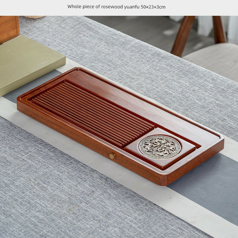 Чайный поднос из розового дерева серия Round Blessing 50x23x3 см простая система дренажа для домашнего офиса