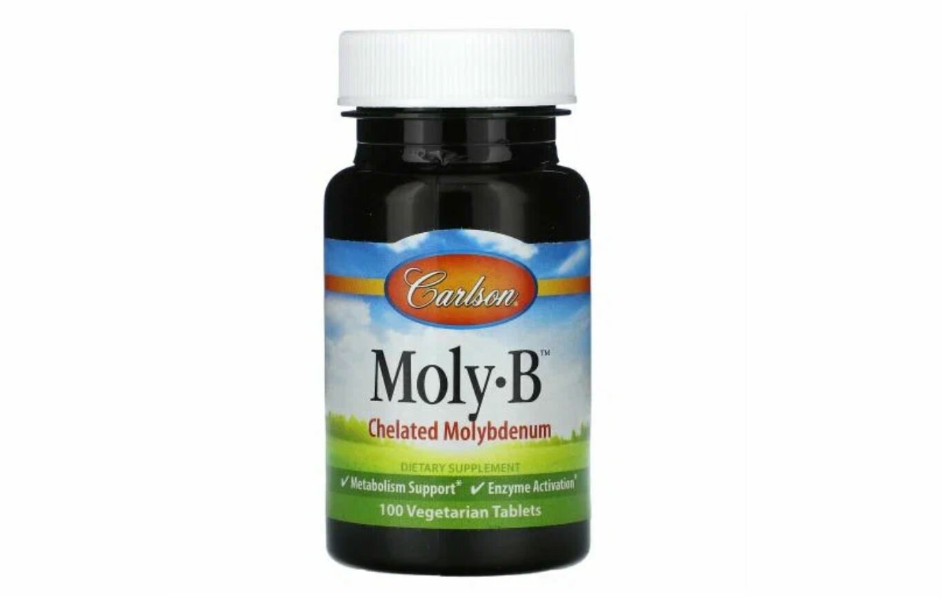 Carlson, Chelated Molybdenum Moly-B, Хелатный молибден, 100 вегетарианских таблеток