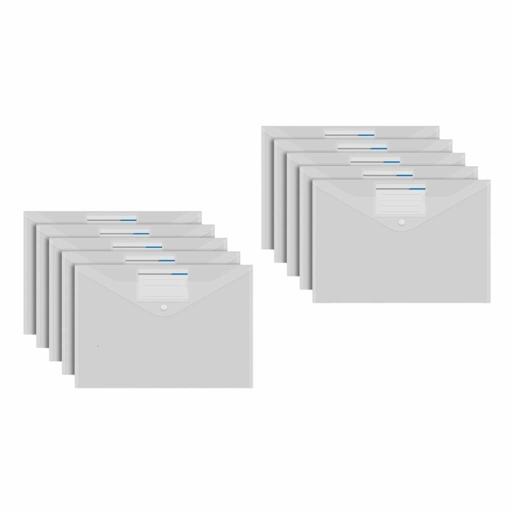 Папки-вкладыши А4 с кнопками, 10 шт, Прозрачный