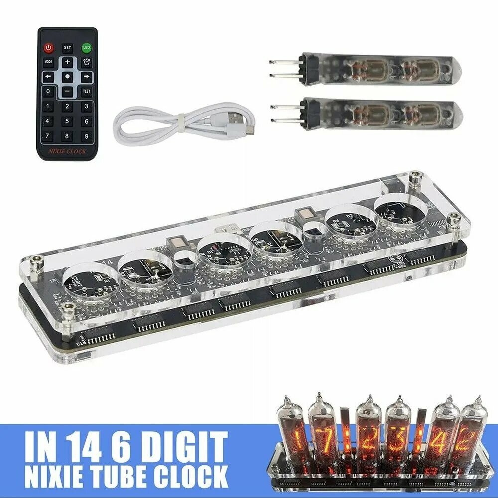 DIY IN-14 Nixie Clock Без Светящихся Трубок Дистанционный USB-Цифровой Будильник Со светодиодной подсветкой
