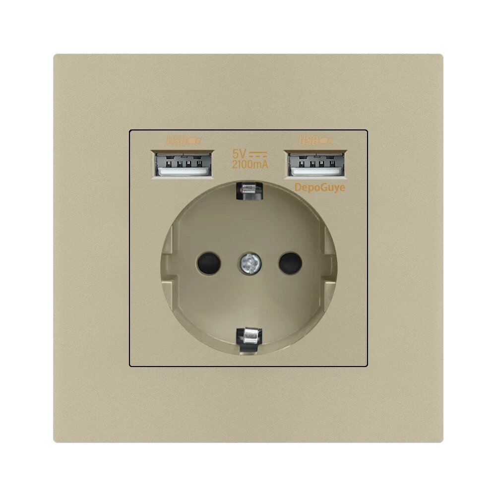 Розетка с USB Depo Guye Gold