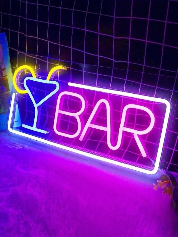 Неоновая вывеска Bar LED для украшения стен в спальне гостиной баре или мужской комнате с атмосферным освещением