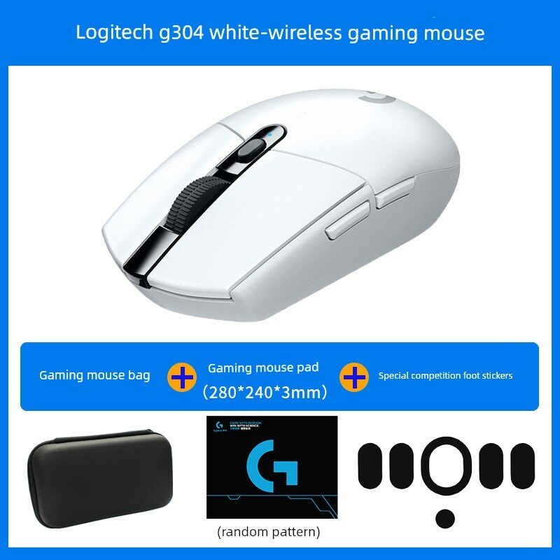Беспроводная игровая мышь Logitech G304, портативная, механическая, для CF/LOL/PUBG, с макросами, без задержек, белая,
