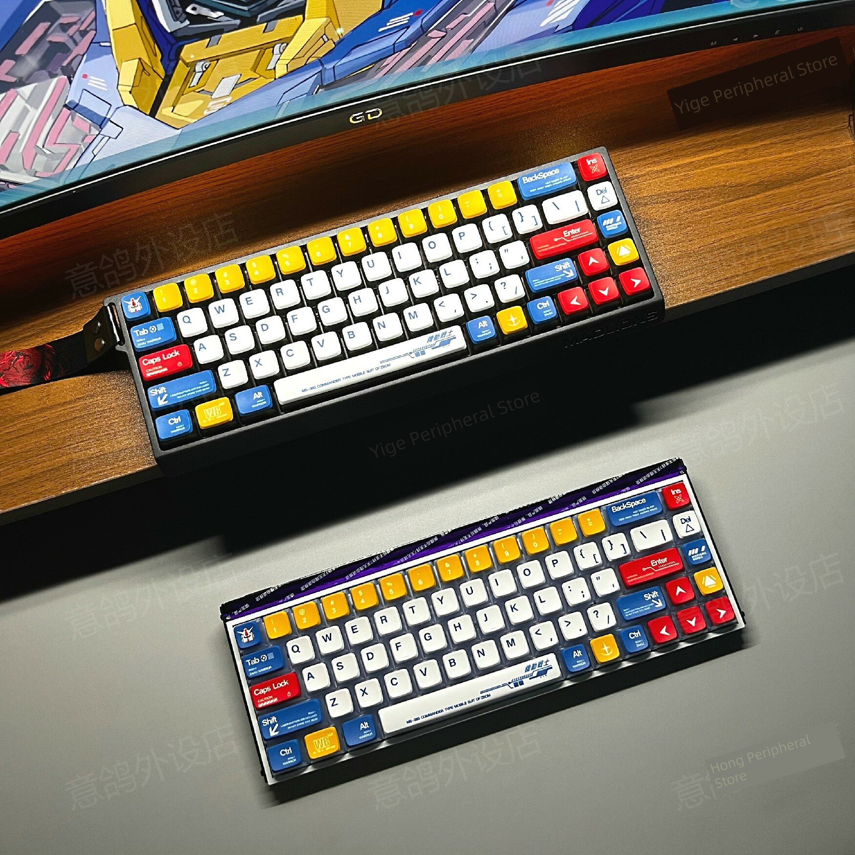 Клавиатурные накладки для механической клавиатуры Gundam Original Model EZ60 EZ63 (Черная прозрачная основа с 4