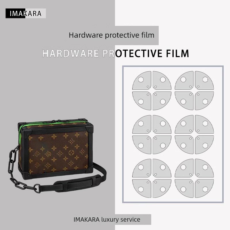 3-набор кристальной защитной пленки для LV Medium Soft Trunk с 4 толстыми черными кольцами фурнитуры 25 см