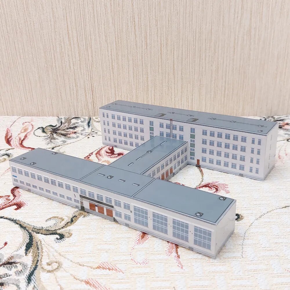 Сборная модель 4-этажной школы 2С-02-7, бумага, масштаб 1/300, 5 элементов
