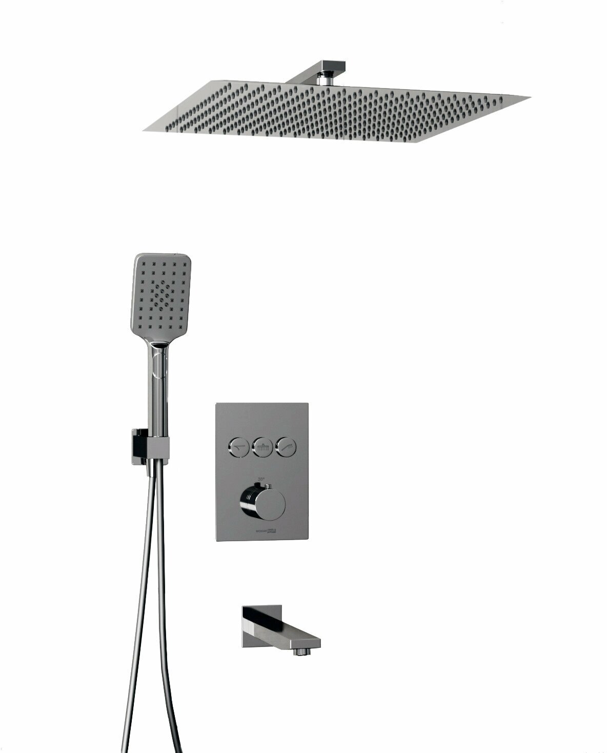 Встраиваемая душевая система для ванны WasserKRAFT (A171919 Thermo) термостат, с душевой лейкой