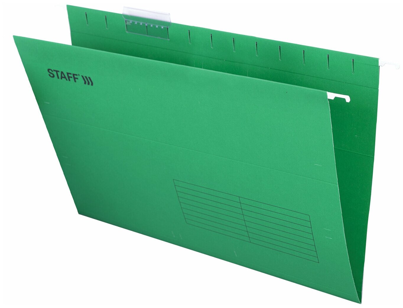 Подвесные папки A4/Foolscap (404х240 мм) до 80 л, комплект 10 шт, зеленые, картон, STAFF, 270934