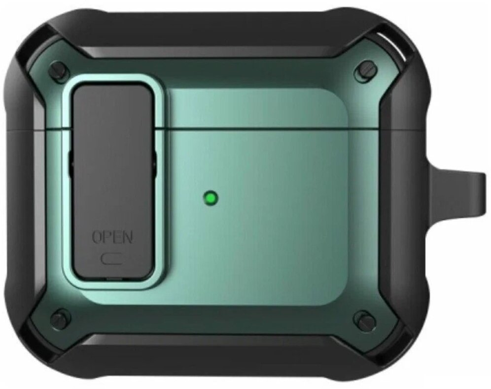 Противоударный чехол для AirPods 3, WiWU Mecha Case, Зеленый+Черный