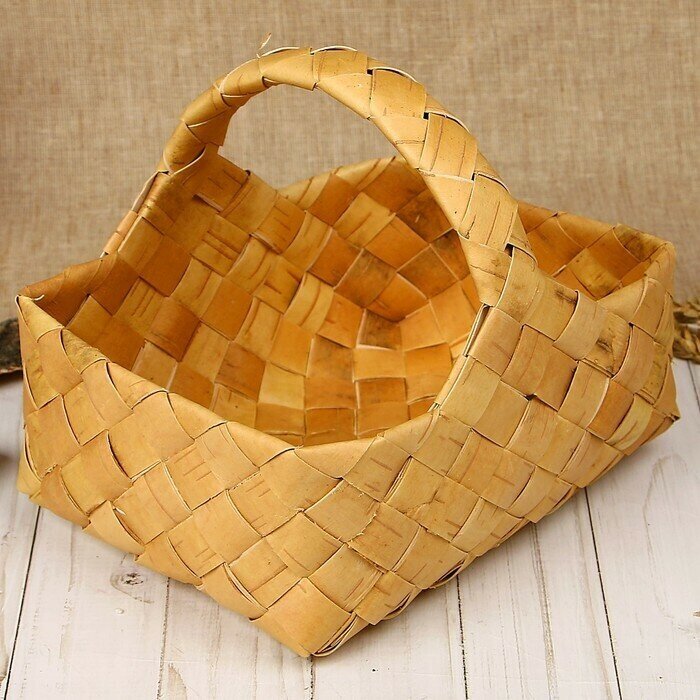 Корзинка плетеная для хранения "Алёнка", плетеная, 22х16х10/22 см, корзины из бересты