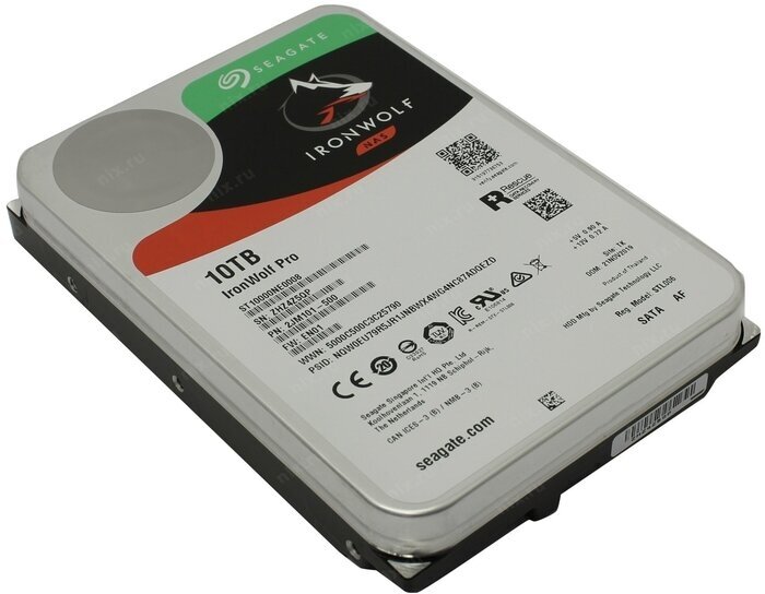 Seagate Жесткий диск 10ТБ Seagate IronWolf Pro NAS ST10000NE0008, 7200об./мин, 256МБ (SATA III) (oem)