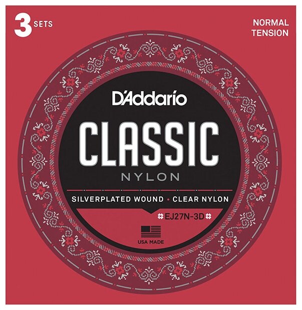 Струны для классической гитары 3шт D'ADDARIO EJ27 N-3D