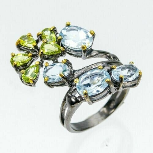 Кольцо помолвочное, серебро, 925 проба, чернение, топаз