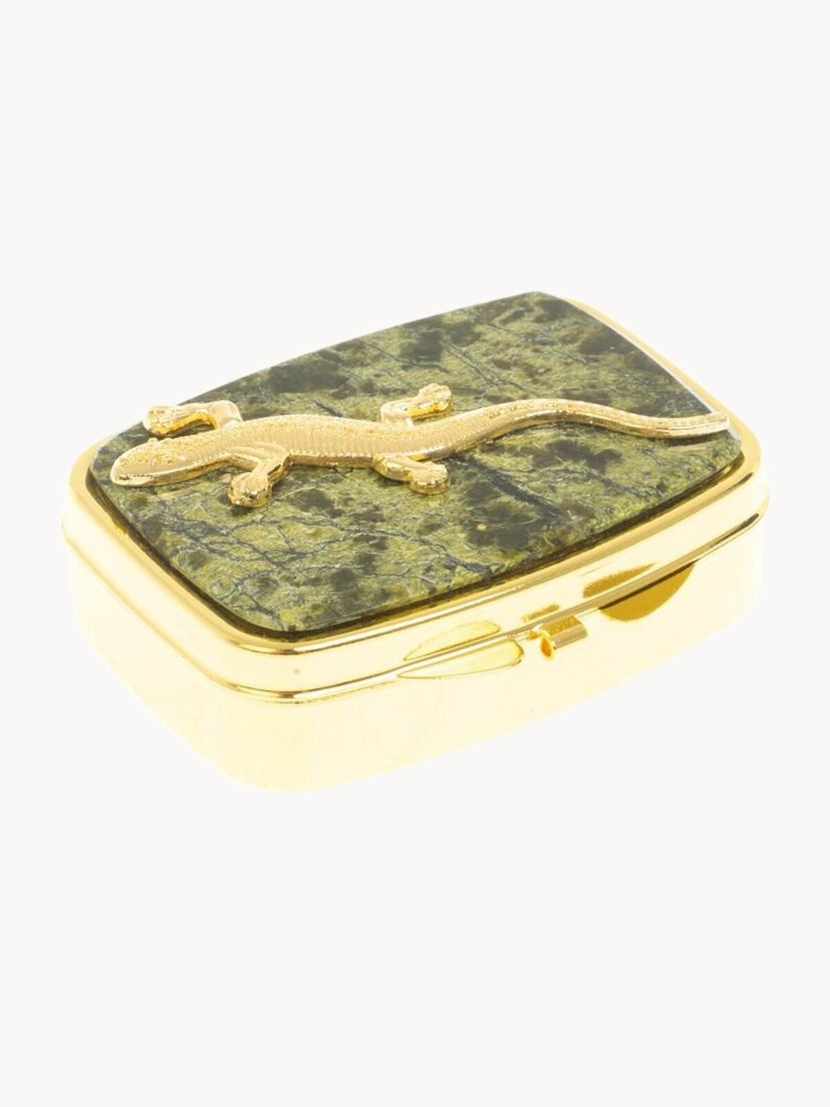 Таблетница на 2 отделения змеевик с ящерицей цвет золото 127229