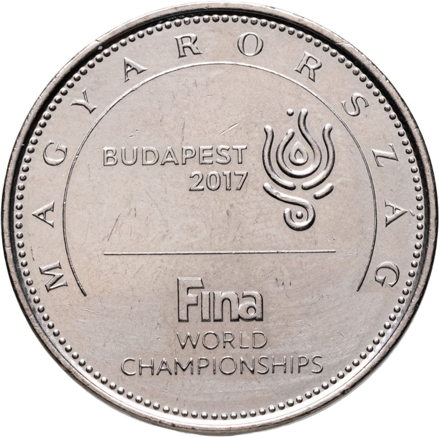 Венгрия 50 форинтов forint 2017 год Чемпионат мира по водным видам спорта, Мельхиор медь-никель, в сохранности UNC